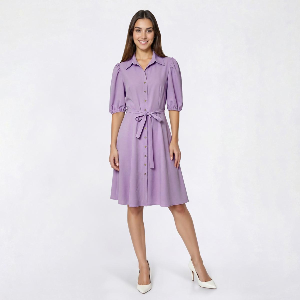 Click here for Womens Sharagano Puff Elbow Sleeve Shirtdress prices